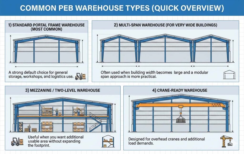 Prefabricated Steel Warehouse (PEB) Guide: Types, Panels & Quote Checklist
